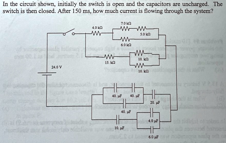In the circuit shown, initially the switch is open and the capacitors ...