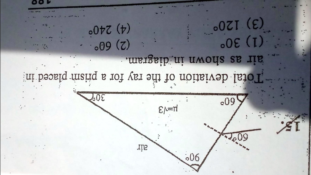 total deviation of the ray for a prism in air as shown in diagram 70003