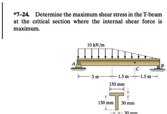 *7-24. Determine the maximum shear stress in the T-beam at the critical ...