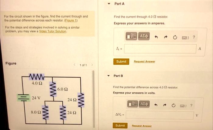 Solved Part A For The Circuit Shown In The Figure Find The Current Through And The Potential