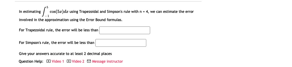 in estimating cos52dr using trapezoidal and simpsons rule with 4 we can ...