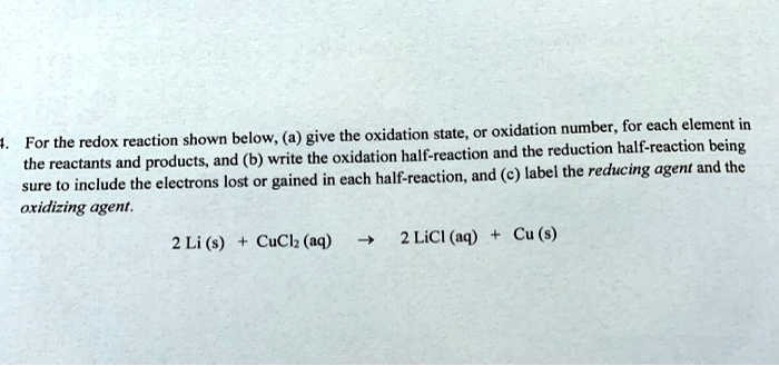 Solved The Oxidation State Oxidation Number For Each Element In The