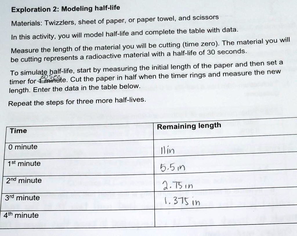 SOLVED: Exploration 2: Modeling Half-Life Materials: Twizzlers, sheet ...