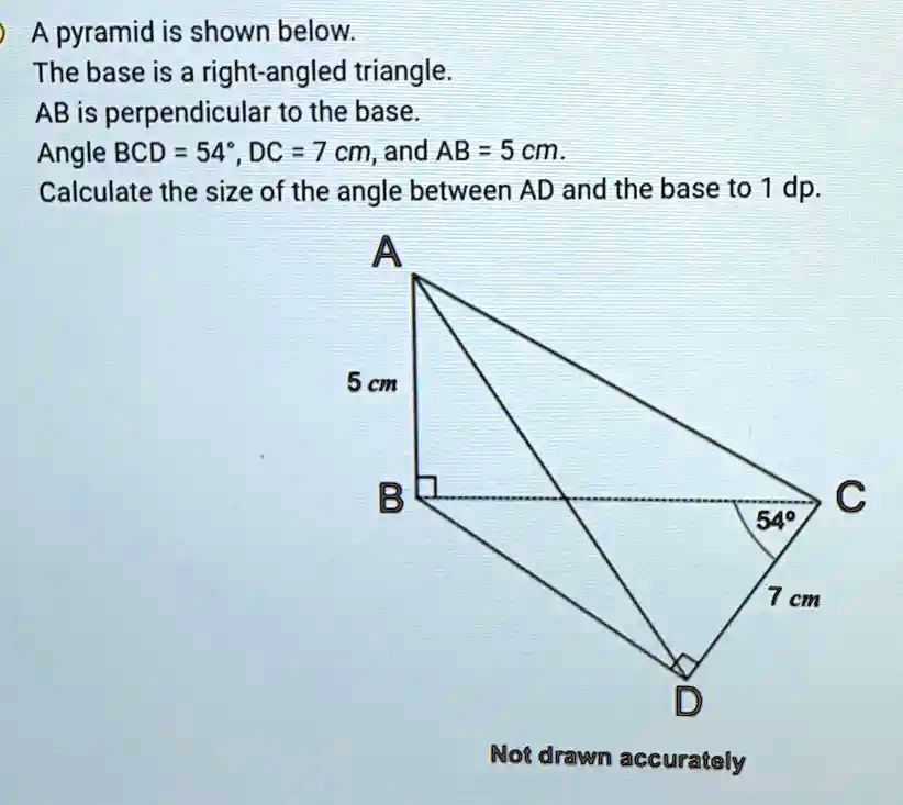 SOLVED: A pyramid is shown below The base is a right-angled triangle ...