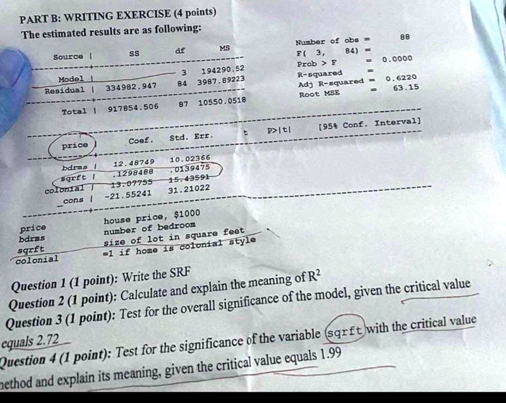 SOLVED: The estimated results are as following: Question 1 (1 point ...