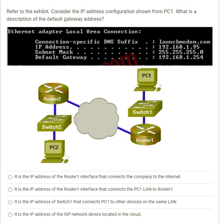 Refer to the exhibit. Consider the IP address configuration shown from ...