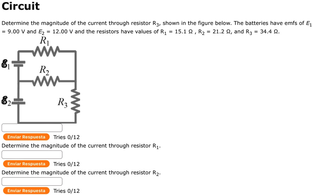 circuit determine the magnitude of the current through resistor r3 shown in the figure below the ...
