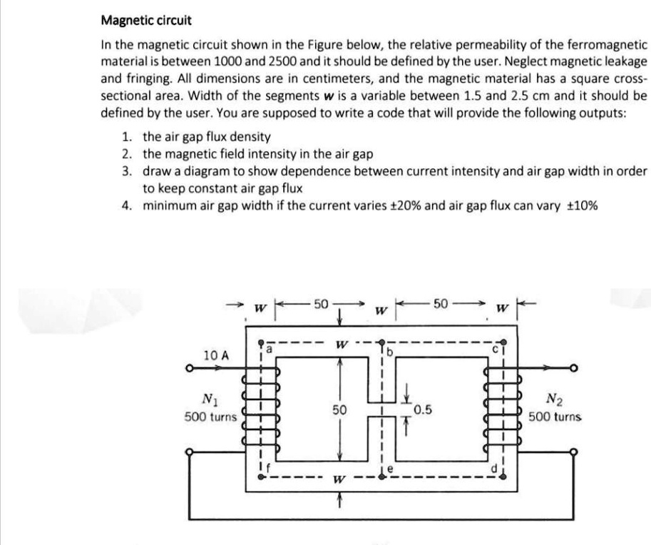 SOLVED: Matlab Code only for points 3,4 Magnetic circuit In the ...