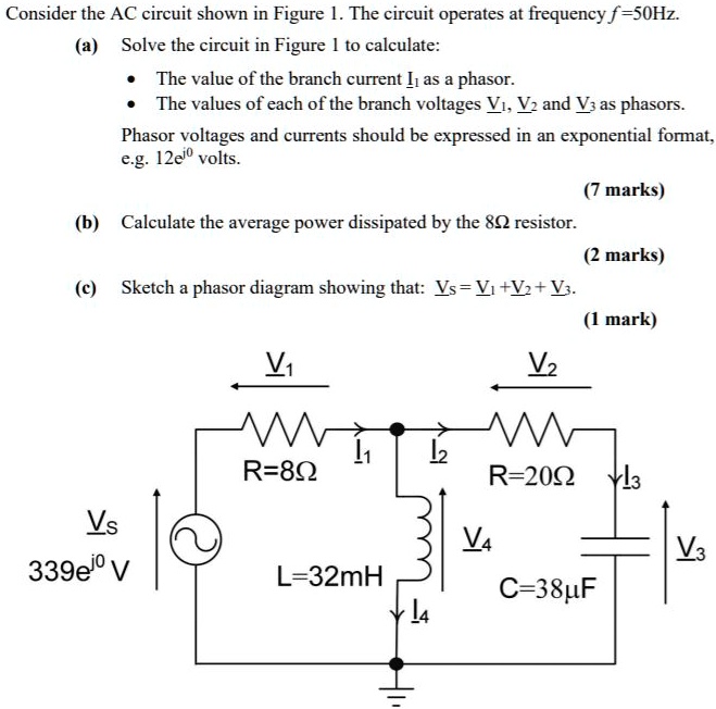 SOLVED: Consider the AC circuit shown in Figure 1. The circuit operates ...