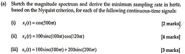 SOLVED: (a) Sketch the magnitude spectrum and derive the minimum ...