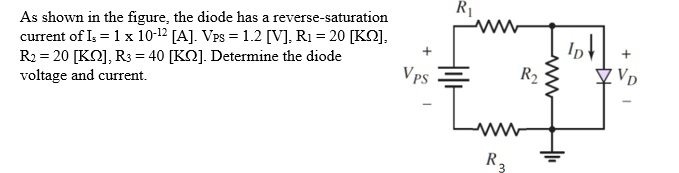 SOLVED: As shown in the figure the diode has reverse-saturation current of I; = lx 10-12 [A] Vps ...