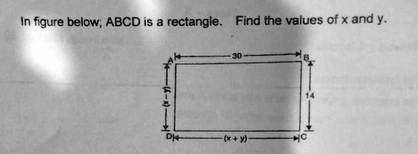 SOLVED: 'in the figure given below ABCD is a rectangle find the value of the X and y Pls tell me ...
