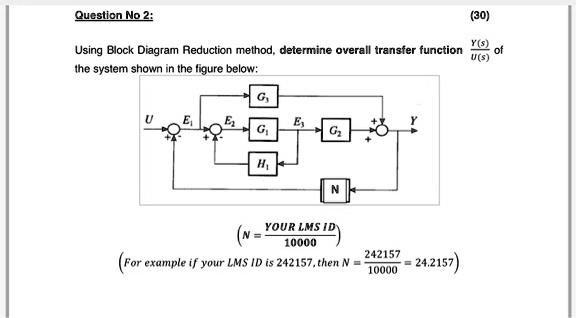 Question No 2: (30) Using Block Diagram Reduction method, determine ...