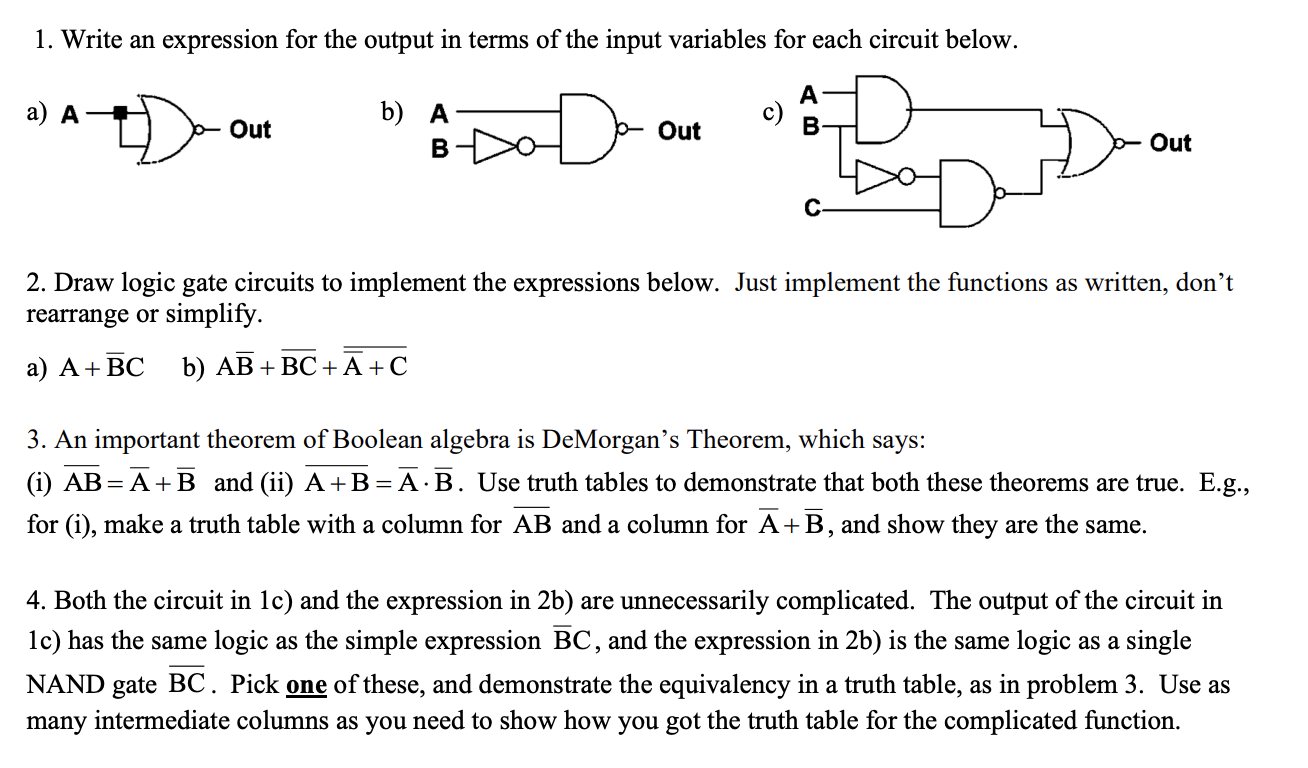 SOLVED: 1. Write an expression for the output in terms of the input ...