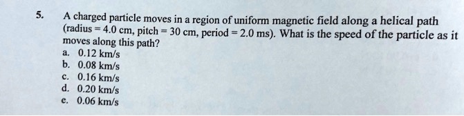 a charged particle moves in region of uniform magnetic field along ...