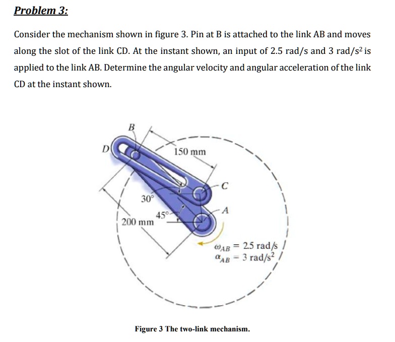 SOLVED: Problem 3: Consider the mechanism shown in figure 3. Pin at B ...