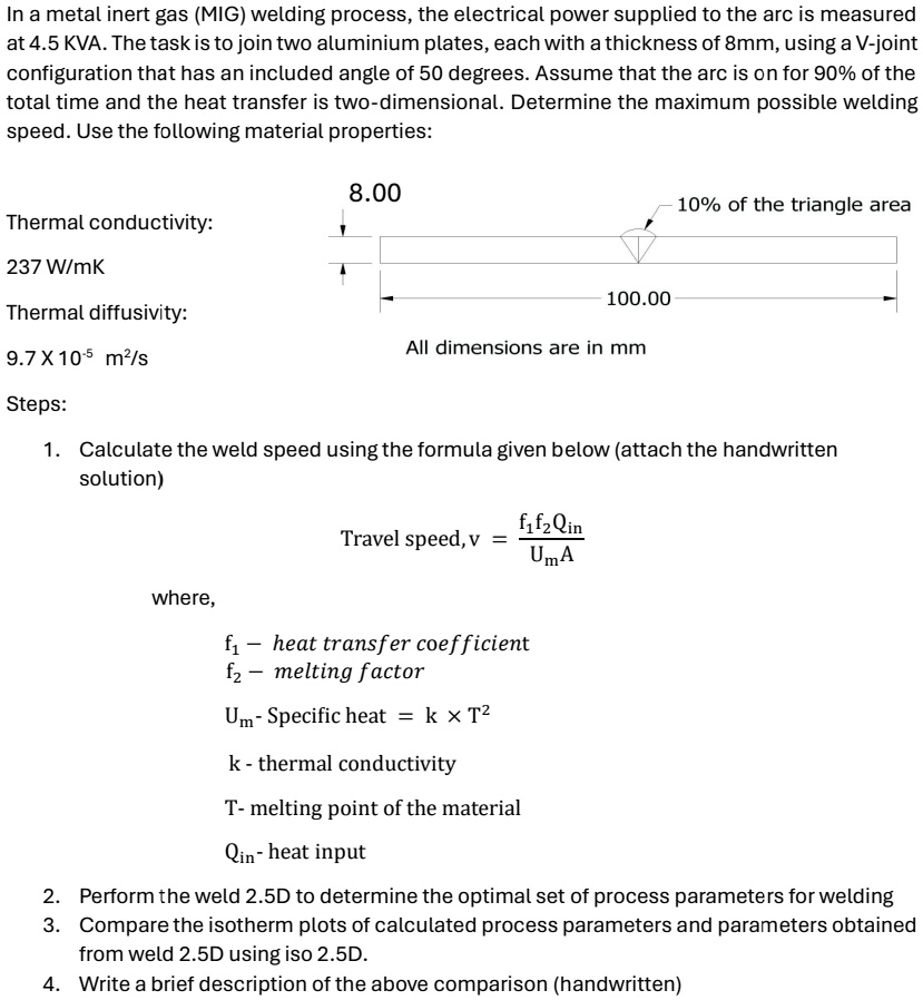 SOLVED: In a metal inert gas (MIG) welding process, the electrical ...