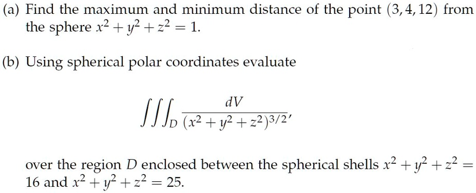 a find the maximum and minimum distance of the point 3412 from the ...