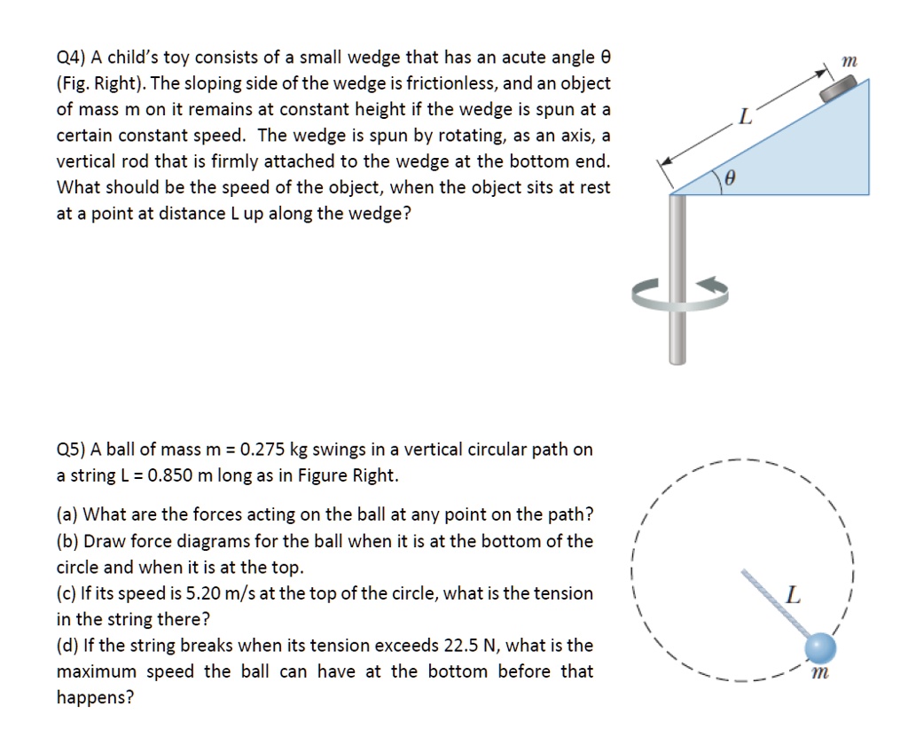 Q4) A child's toy consists of a small wedge that has an acute angle θ ...