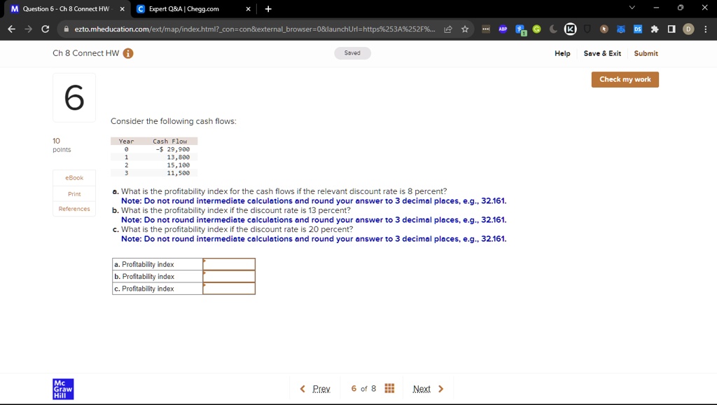 SOLVED: Question 5 - Ch 8 Connect HW Expert Q A| Chegg.com Q - ezto.mheducation.com/ext/map ...