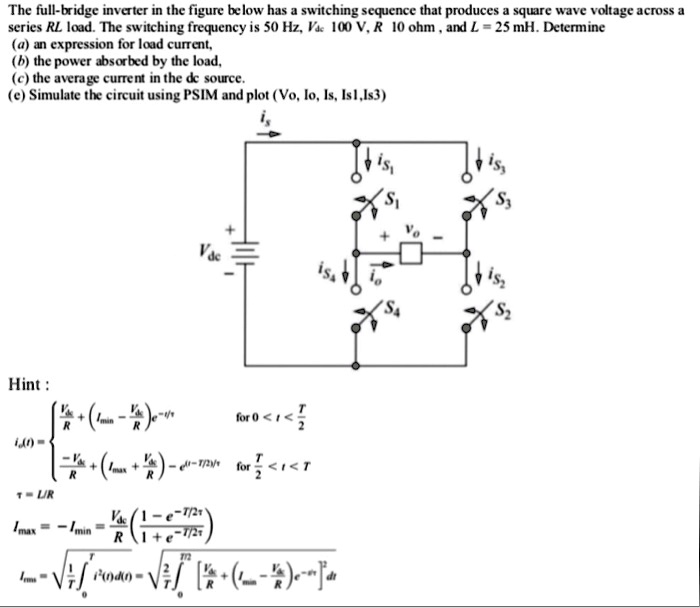 SOLVED: The full-bridge inverter in the figure below has a switching ...