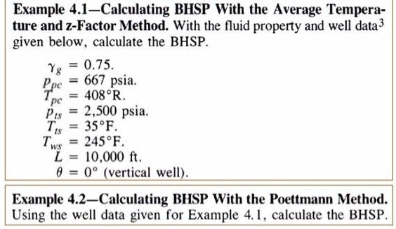 texts example 41 calculating bhsp with the average temperature and z factor method with the ...
