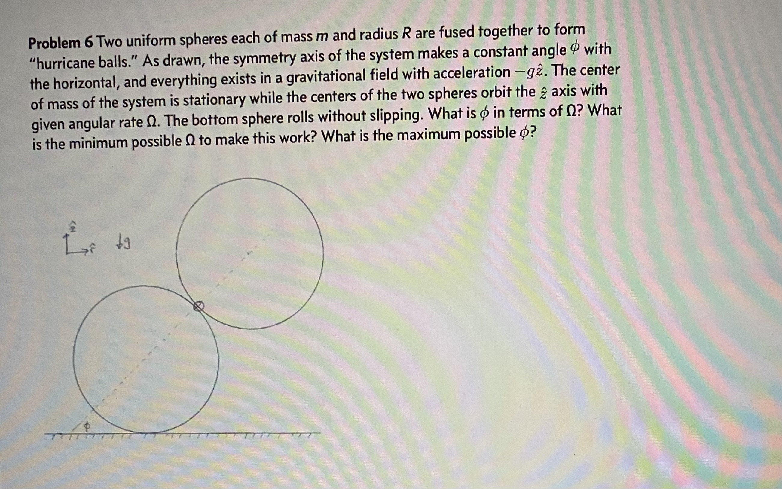 Problem 6 Two uniform spheres each of mass m and radius R are fused ...
