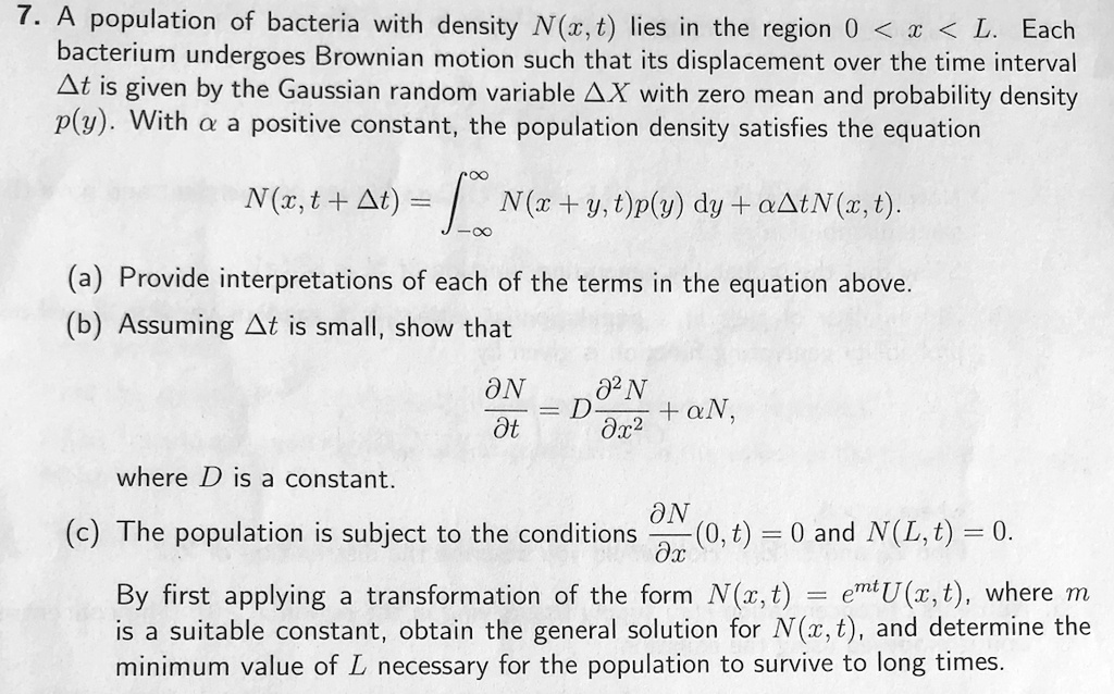 7 a population of bacteria with density nt lies in the region 0 l each ...