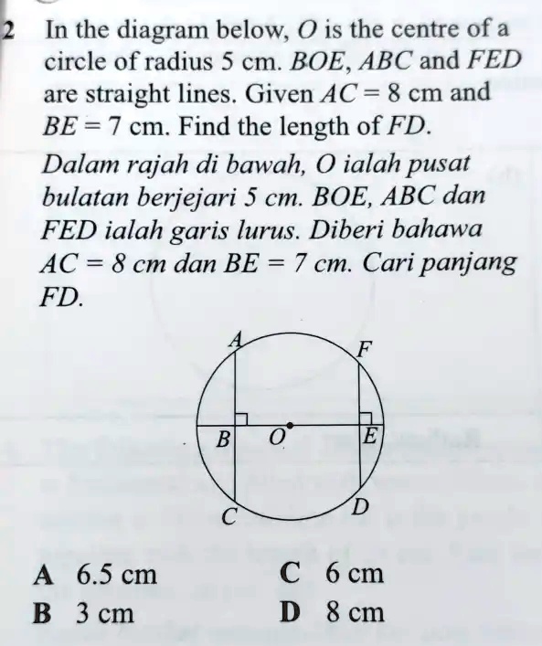 SOLVED: In the diagram below, O is the center of a circle with a radius ...