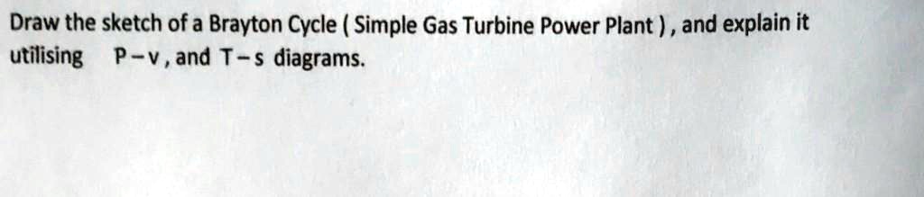 SOLVED: Draw the sketch of a Brayton Cycle (Simple Gas Turbine Power Plant) and explain it ...