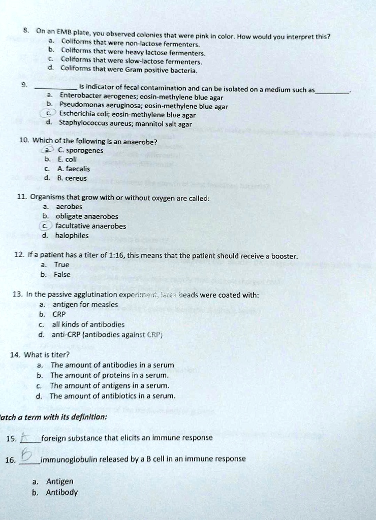 SOLVED: Coliforms that were non-lactose fermenters. Coliforms that were ...