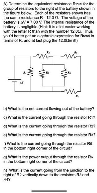 A) Determine the equivalent resistance Rtotal for the group of ...