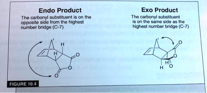 SOLVED: Endo Product Exo Product The carbonyl substituent is on Ihe ...