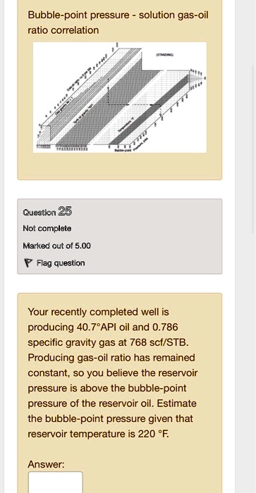 SOLVED: Bubble-point pressure solution gas-oil ratio correlation cueat ...