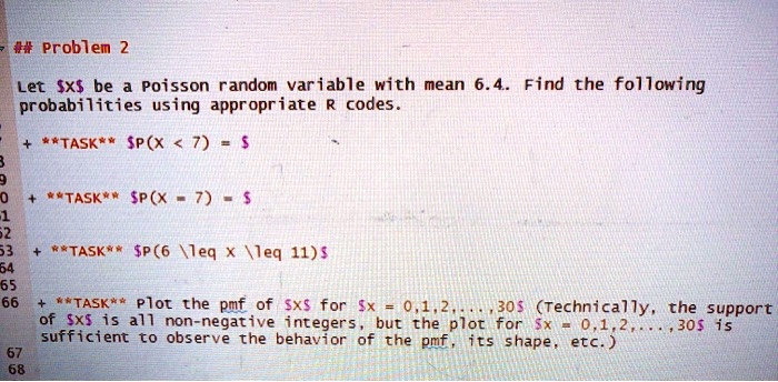 Problem let sxs be poisson random variable with mean 64 find...