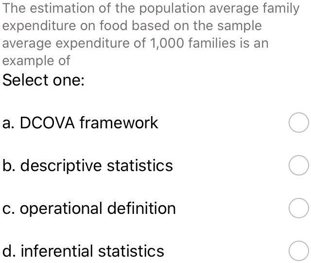 SOLVED: The estimation of the population average family expenditure on ...
