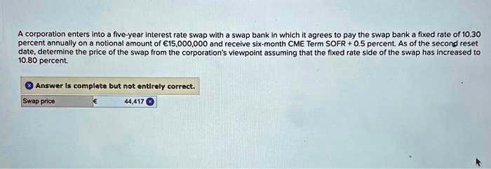 A corporation enters into a five-year interest rate swap with a swap ...