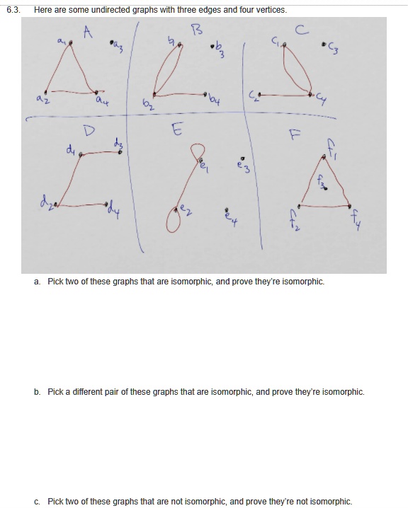 here are some undirected graphs with inree edges and four vertices pick ...