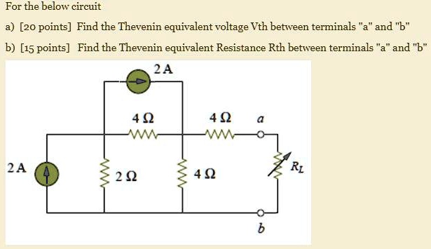 For the below circuit a) [20 points] Find the Thevenin equivalent voltage Vth between terminals ...