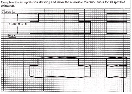 Complete the interpretation drawing and show the allowable tolerance ...