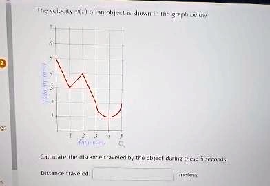 SOLVED: The velocity v(t) of an object is shown in the graph below. Calculate the distance ...