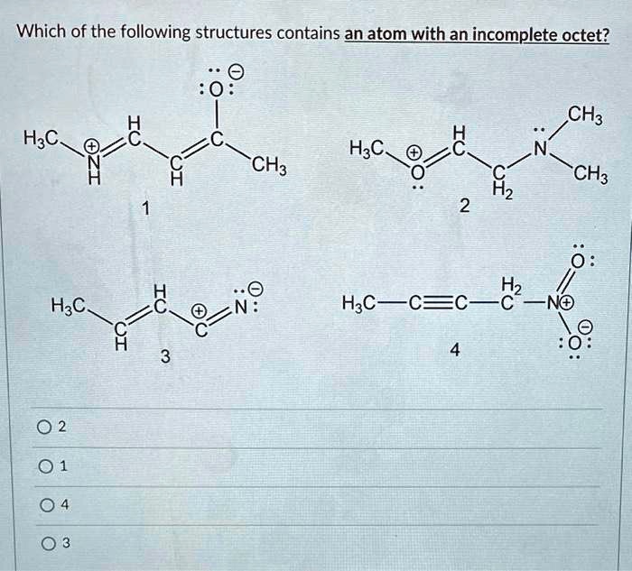 question 9 which of the following structures contains an atom with an ...