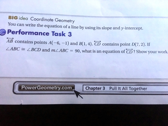 BIG idea Coordinate Geometry You can write the equation of a line by ...