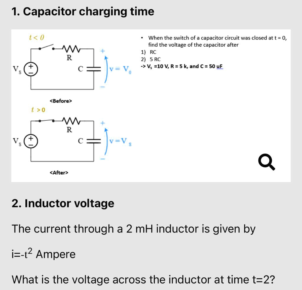 VIDEO solution: 1. Capacitor charging time 0 R V