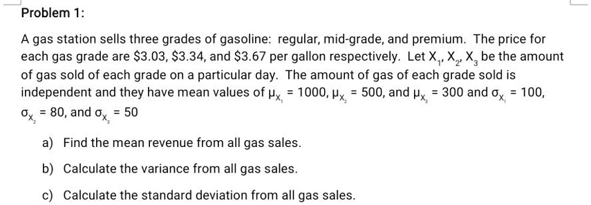 a find the mean revenue from all gas sales b calculate the variance ...