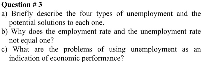 Question # 3 a) Briefly describe the four types of unemployment and the ...