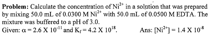 problem calculate the concentration of ni in a solution that was prepared by mixing 500 ml of ...