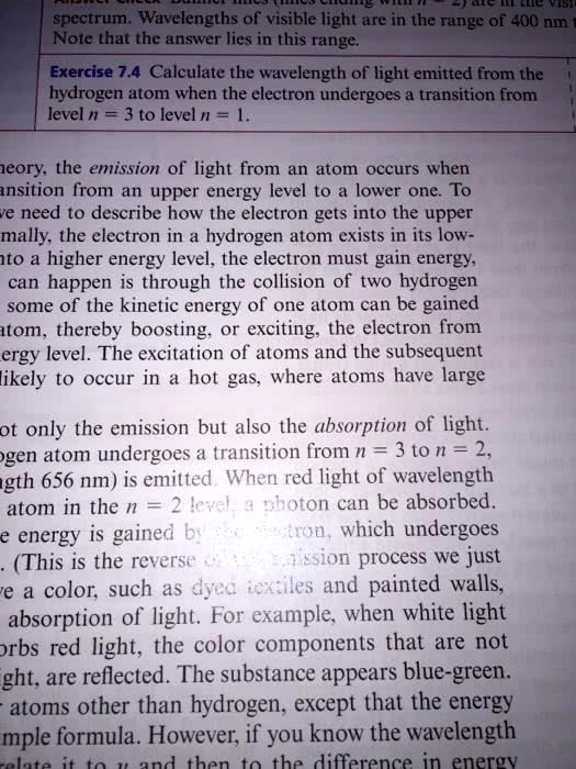SOLVED: ' Calculate the wavelength of light emitted from the hydrogen atom when the electron ...