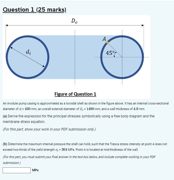 SOLVED: Question 1 (25 marks). Figure of Question 1 An involute pump ...