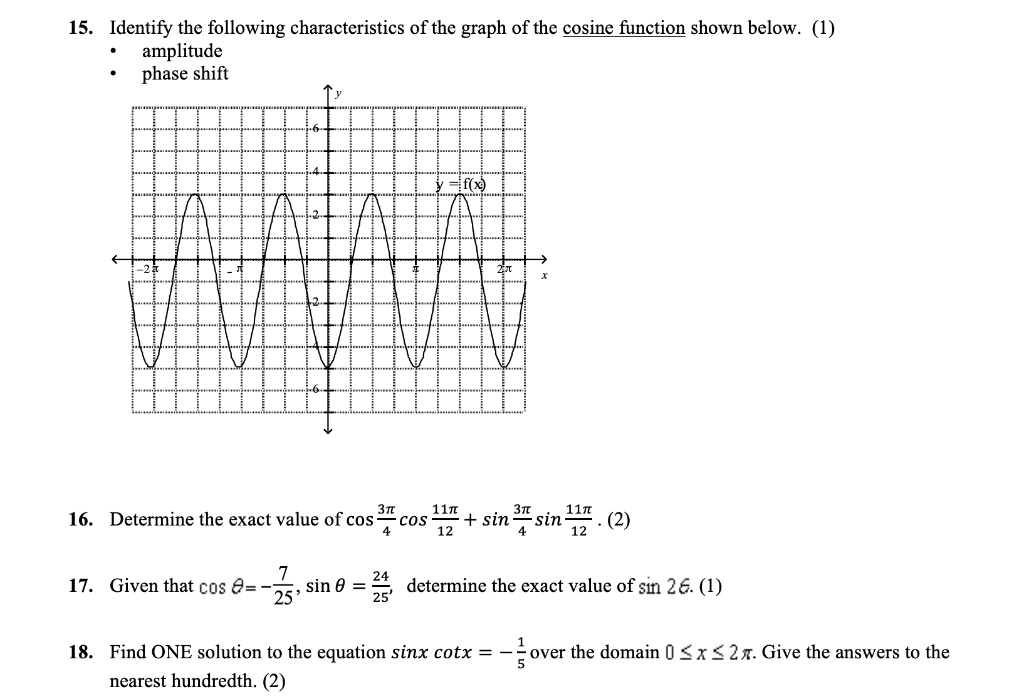 SOLVED: 15. Identify the following characteristics of the graph of the ...